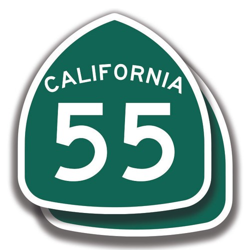 CALIFORNIA STATE ROUTE 55 STICKER 2 Decals Road Sign Bogo Highway Car ...