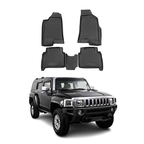 OMAC Floor Mats Liner for Hummer H3/H3T 2006-2010 Black TPE All-Weather ...