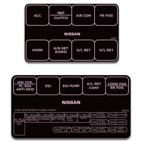 1991-1994 Nissan 240SX S13 Relay Fuse Box Cover Lid Decal Vinyl Sticker ...