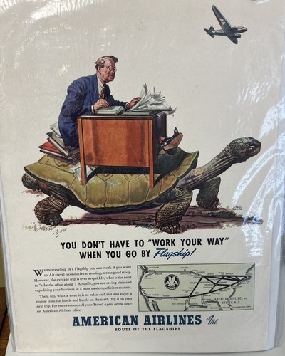 1940 American Airlines Vintage Print AD Turtle Tortoise Advertisement ...
