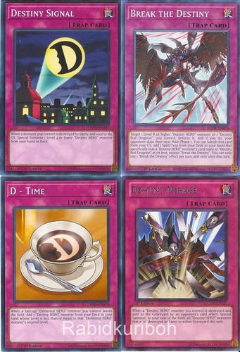 Yugioh Destiny HERO Support Traps - Mirage + D-Time + Signal + Break | eBay