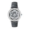 925 Sterling Silver Watches Cubic Zirconia Flower Sun Dial Black Women ...