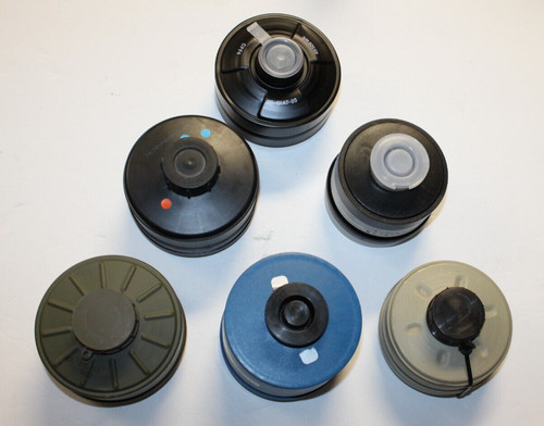(6) Assorted NATO 40mm Threaded Filters for Russian Israeli Polish Gas ...