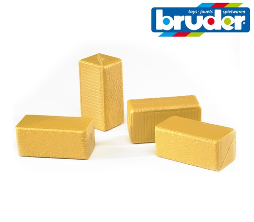 Bruder Toys 02342 - 4 Pack Square ( Rectangle ) Brown Hay Bales 1:16 ...