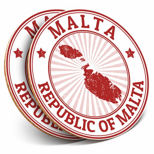 2 x Coasters - Republic of Malta Map Sign Home Gift #4713 | eBay UK
