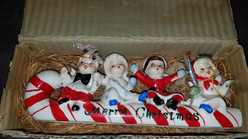 Vintage Commodore Merry Christmas Angel Candy Cane Sleigh | eBay