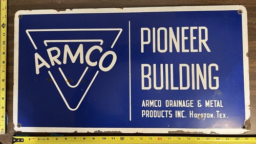 Vintage Porcelain Industrial Sign - Armco Drainage & Metal Prod Inc ...