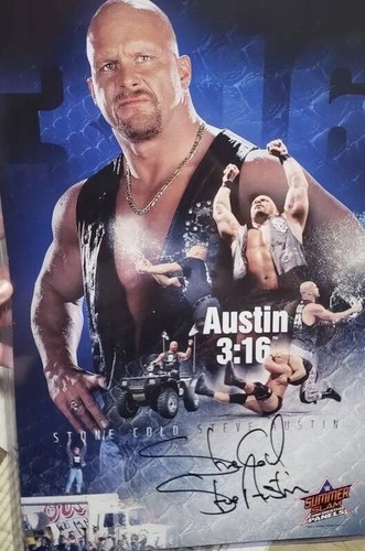 Stone Cold Steve Austin Signed 11x17 WWE Summerslam Poster Wrestling ...