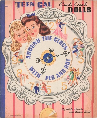 VINTAGE UNCUT 1943 TEEN GALS CLOCK PAPER DOLLS ~HD LASER REPRODUCTION ...