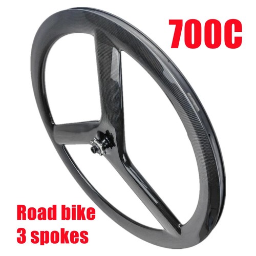 700c Tri Spokes Carbon Wheelset Road Bike Track Wheels 20MM Width 50MM ...