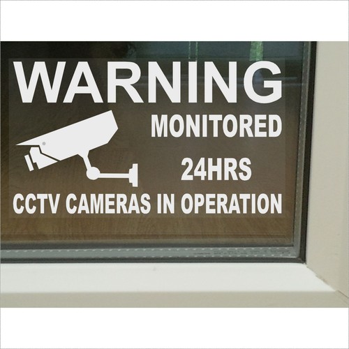 4 x Large CCTV Camera Security Warning Window Stickers-Monitored ...
