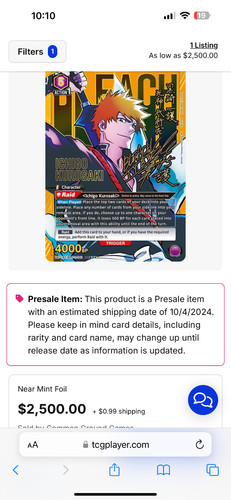 ichigo kurosaki ssr 3 star autographed | eBay