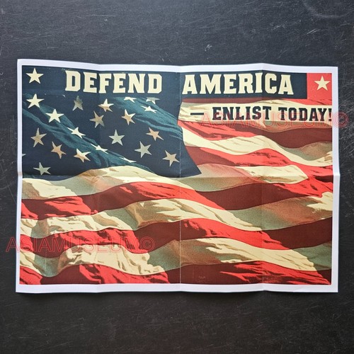 WWII WW2 USA DEFEND AMERICA ENLIST TODAY FLAG WHITE HOUSE UNCLE SAM ...