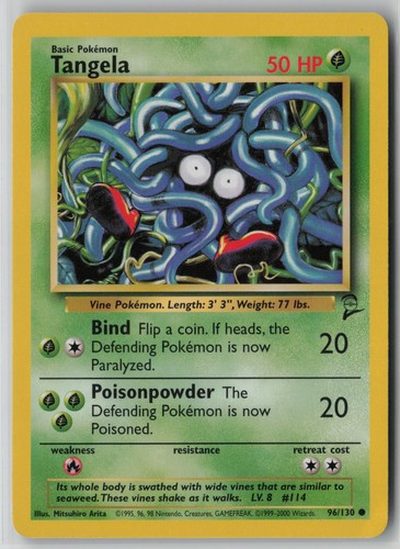 Tangela 96/130 Pokemon Base Set 2 Common Moderately Played Card (MP ...