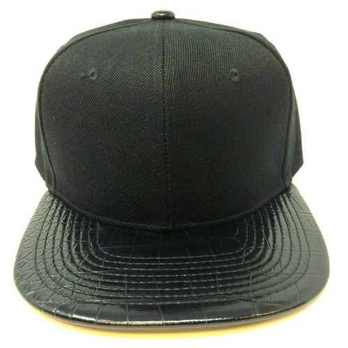 BLACK FAUX ALLIGATOR CROCODILE SNAKE SKIN SNAPBACK HAT CAP BLANK SOLID ...