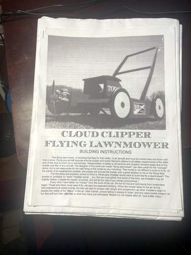 Cloud Clipper Flying Lawnmower RC Model Airplane Printed Plans ...
