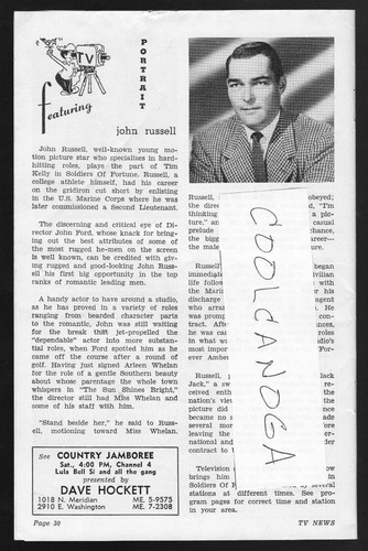 1955 TV ARTICLE / JOHN RUSSELL / STAR OF LAWMAN & SOLDIERS OF FORTUNE ...