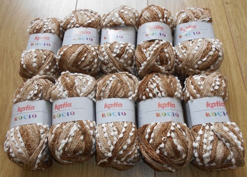 Joblot Yarn, 10 Balls of Katia Rocio Fancy knitting yarn with small pom ...