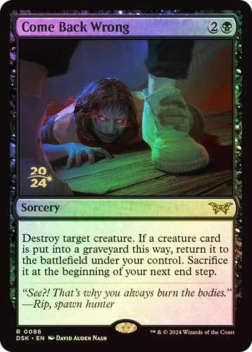 MTG FOIL Come Back Wrong(Prerelease) (Duskmourn: House of Horror ...