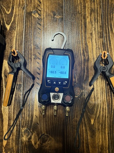 Testo 550s Smart Digital Manifold Kit with 2 x Wireless Testo 115i Pipe ...