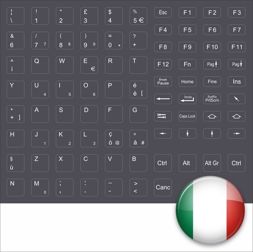 Italian Keyboard Stickers Keystick Italy Anthracite Darkgrey New | eBay