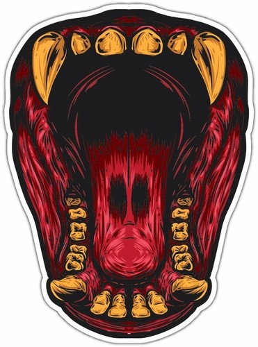 Beast Open Mouth Fang Fangs Car Bumper Vinyl Sticker Decal 4"X5" | eBay
