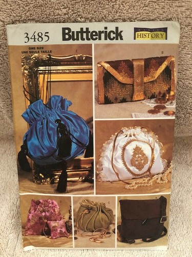 Butterick 3485 Sewing Pattern Six Lined Historical Handbags Purse Bag ...