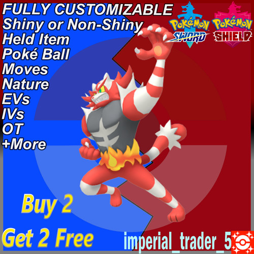 Pokémon Sword and Shield Shiny Incineroar W/ Best 6IV Customizable ...