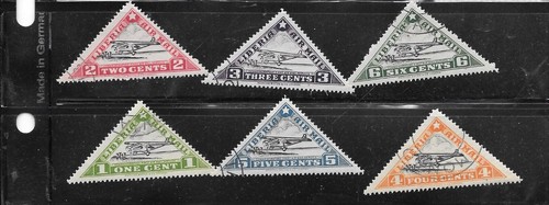 LIBERIA SC#C3A-F 1936 CTO USED AIR MAIL OLD VINTAGE TRIANGLE STAMP SET ...