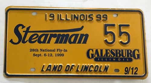 1999 Illinois Stearman National Fly-In License Plate Special Event 55 ...