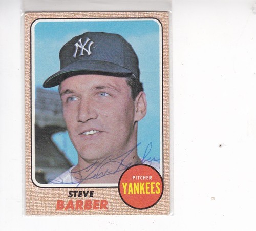 1968 Topps #316 Steve BARBER New York Yankees Signed Autographed | eBay