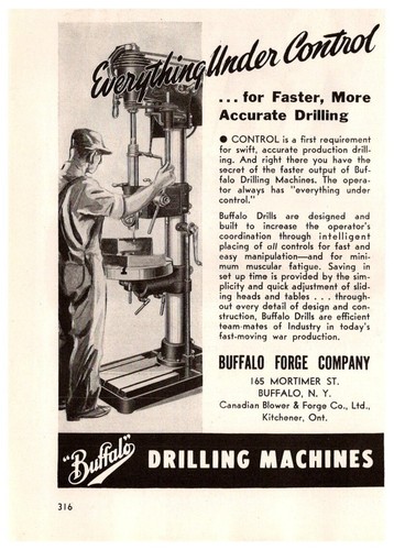 1942 Buffalo Drilling Machines Forge Company Drill Presses Vintage WW2 ...