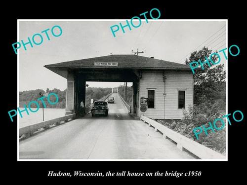 OLD LARGE HISTORIC PHOTO OF HUDSON WISCONSIN VIEW OF THE BIRDGE TOLL ...