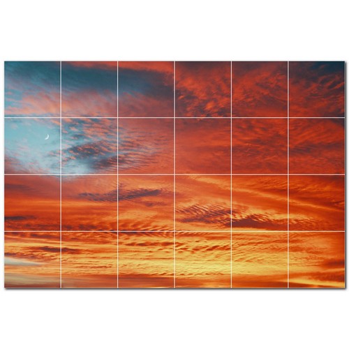 Sunset Ceramic Tile Wall Mural PT501000. 72" W x 48" H (24) 12x12 tiles ...