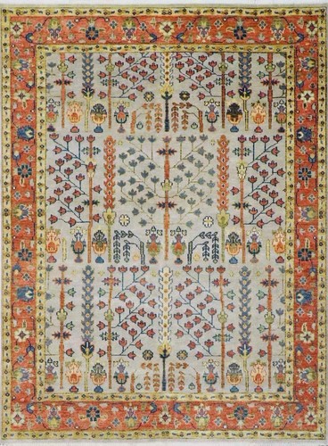 Handmade Multi-Size Oushak Grey Rust Traditional Turkish Tree of Life ...