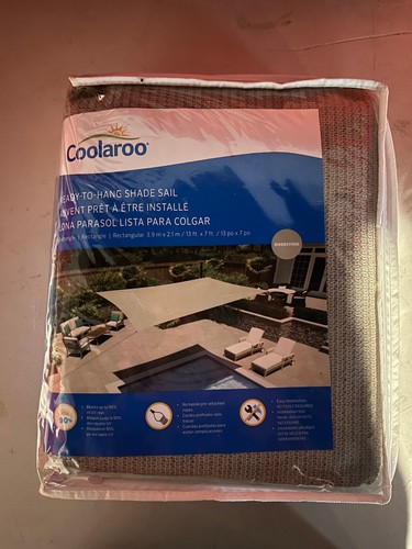 Shade Sail Coolaroo 13' x 7' Rectangle 13 x 7 Feet Riverstone Color | eBay