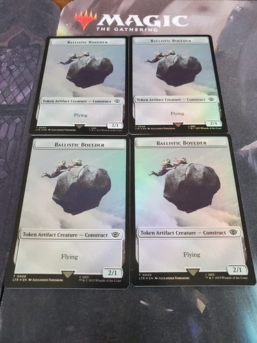 Mtg. 4x Ballistic Boulder Double-Sided Tokens. Foil. Lord Of The Rings ...
