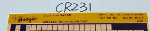 MICROFICHE MICROFILM BADGER FARM EQUIPMENT-SILO UNLOADER BN2400 BN3600 ...
