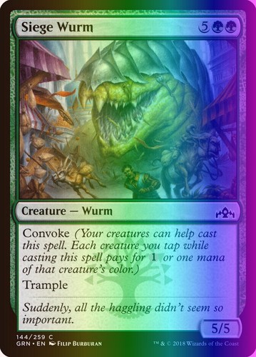 MTG Magic the Gathering Siege Wurm (144/291) Guilds of Ravnica LP FOIL ...