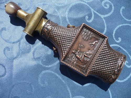Very Rare French POWDER FLASK "Hunting Scene" by A.C. PARIS in RARE ...