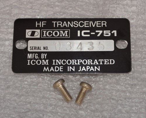 ICOM IC-751 PARTS: MFG ID/SERIAL NUMBER TAG | eBay