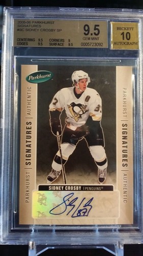 2005/06 UD PARKHURST SIGNATURES AUTHENTIC AUTO SIDNEY CROSBY ROOKIE BGS ...