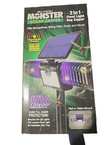 Bell+Howell Monster Solar Zapper 2-In-1 Flood Light/ Bug Zapper Motion ...