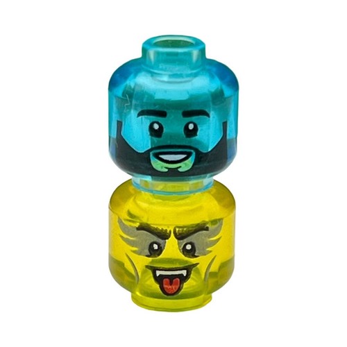 Lego Trans Blue & Trans Yellow Minifigure Head Lot Misprint Error Test ...