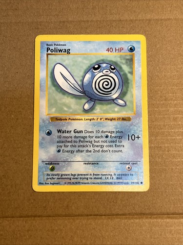 Pokémon TCG Poliwag Base Set, Shadowless Common Card 59/102, NM/LP ...