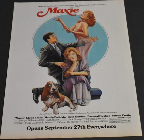 1985 Print Ad Maxie Movie Glenn Close Mandy Patinkin Ruth Gordon Lady ...