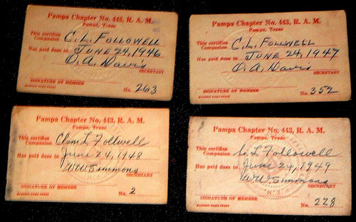 Lot of 4 Freemasonry Embossed Mason Membership Cards 1946-49 Pampa | eBay