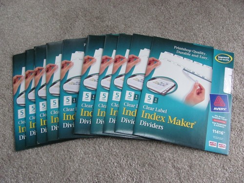 Lot of 10! Avery 11416 Clear Label Index Maker Dividers 5-Tabs/1 Set ...