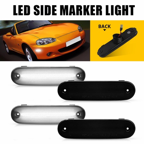 For 1990-2005 Mazda MX-5 Miata White LH & RH Rear Front Side Marker ...