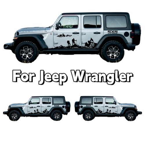 For Jeep Wrangler 4 Door 4X4 OFF ROAD Side Decals Graphics Mountain Car ...